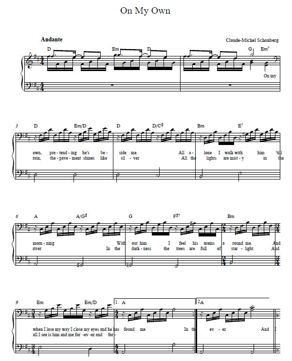 On My Own Sheet Music And Piano Tutorial